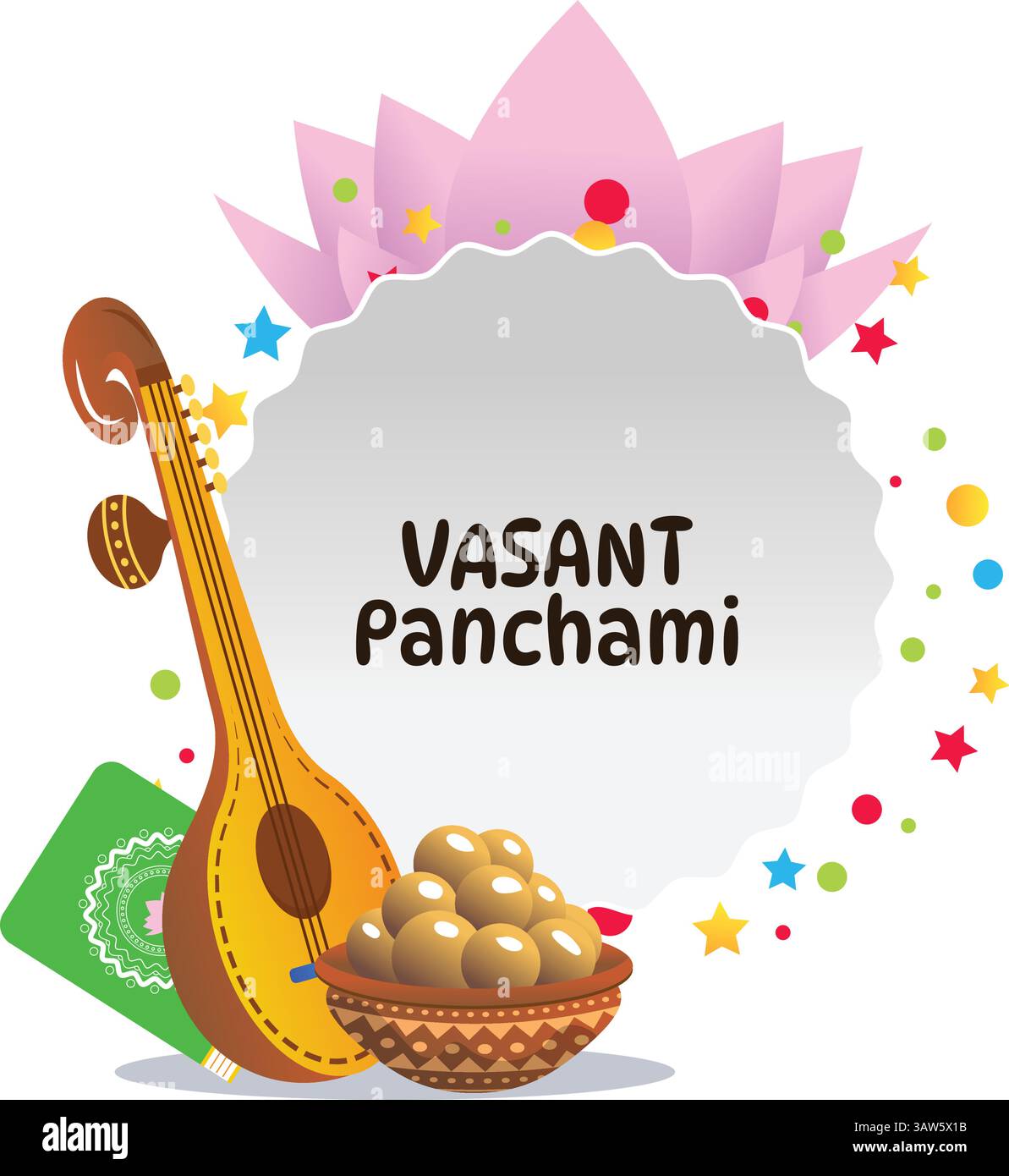 Vasant Panchami Saraswati Puja Festival Vector Illustration Stock ...