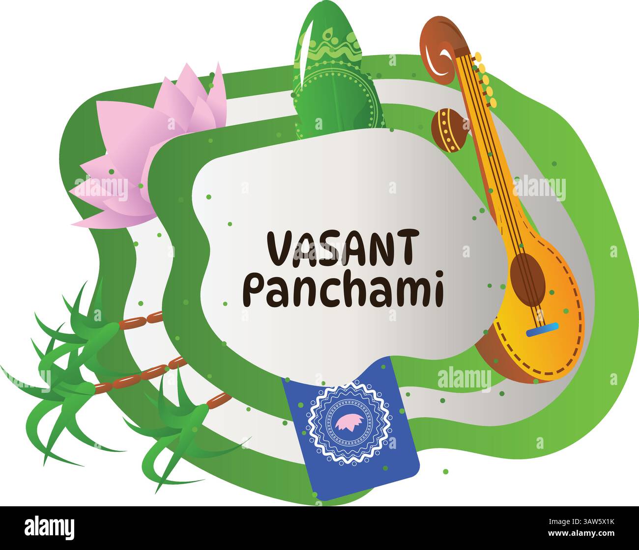 Vasant Panchami Saraswati Puja Festival Vector Illustration Stock ...