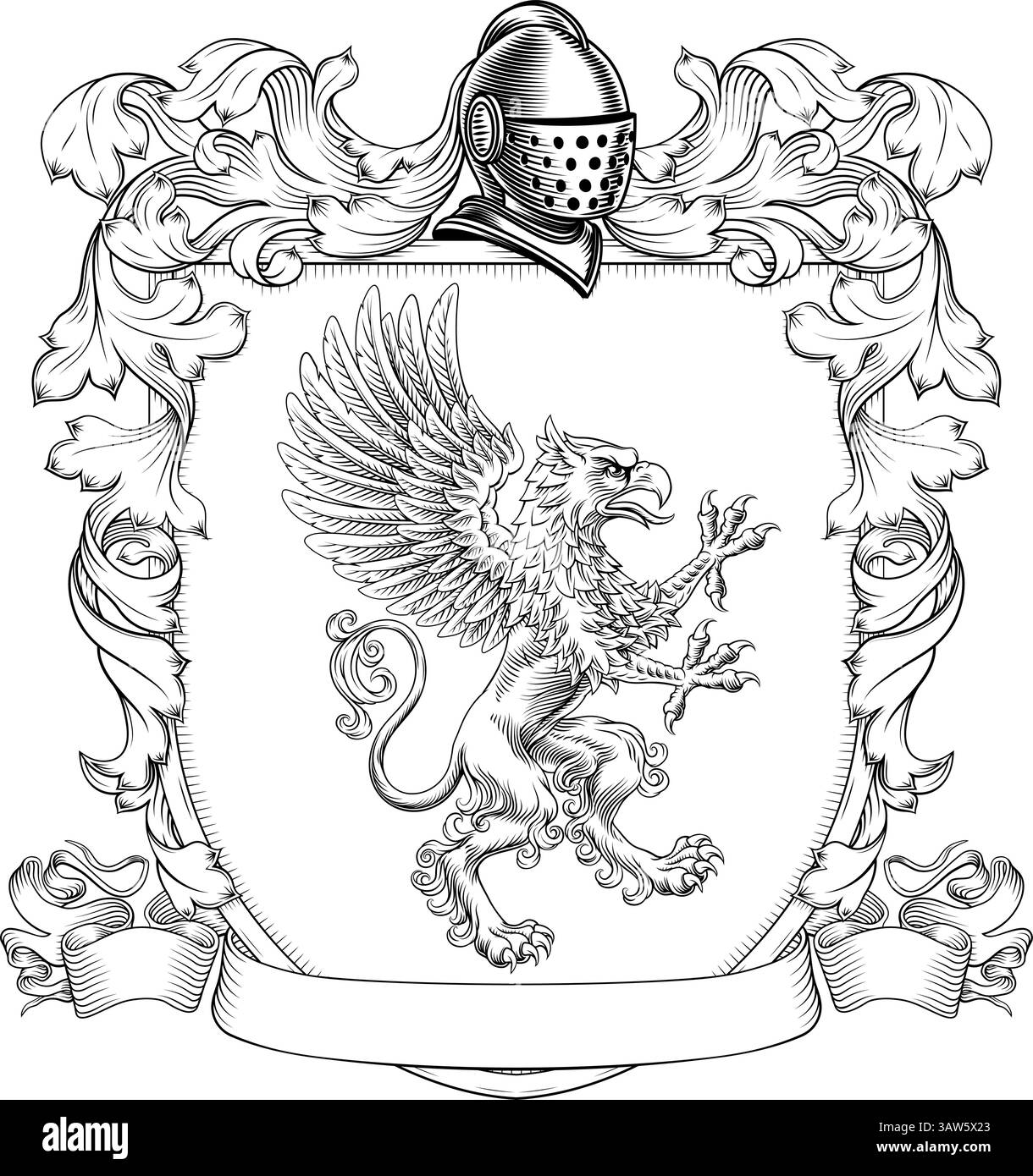 Griffin Gryphon Coat of Arms Crest Heraldic Shield Stock Vector Image ...