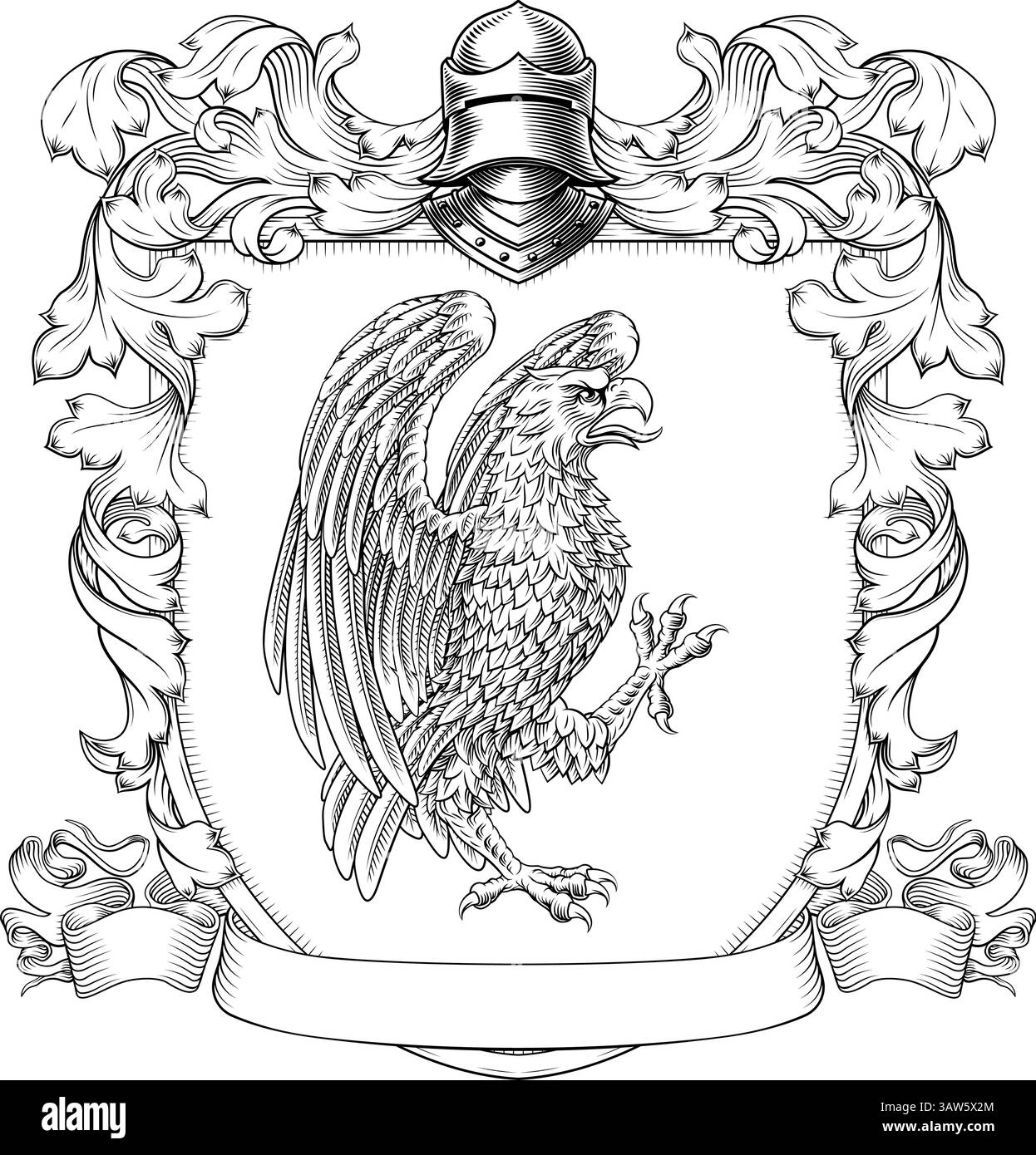 Eagle Coat of Arms Family Crest Heraldic Shield Stock Vector Image ...