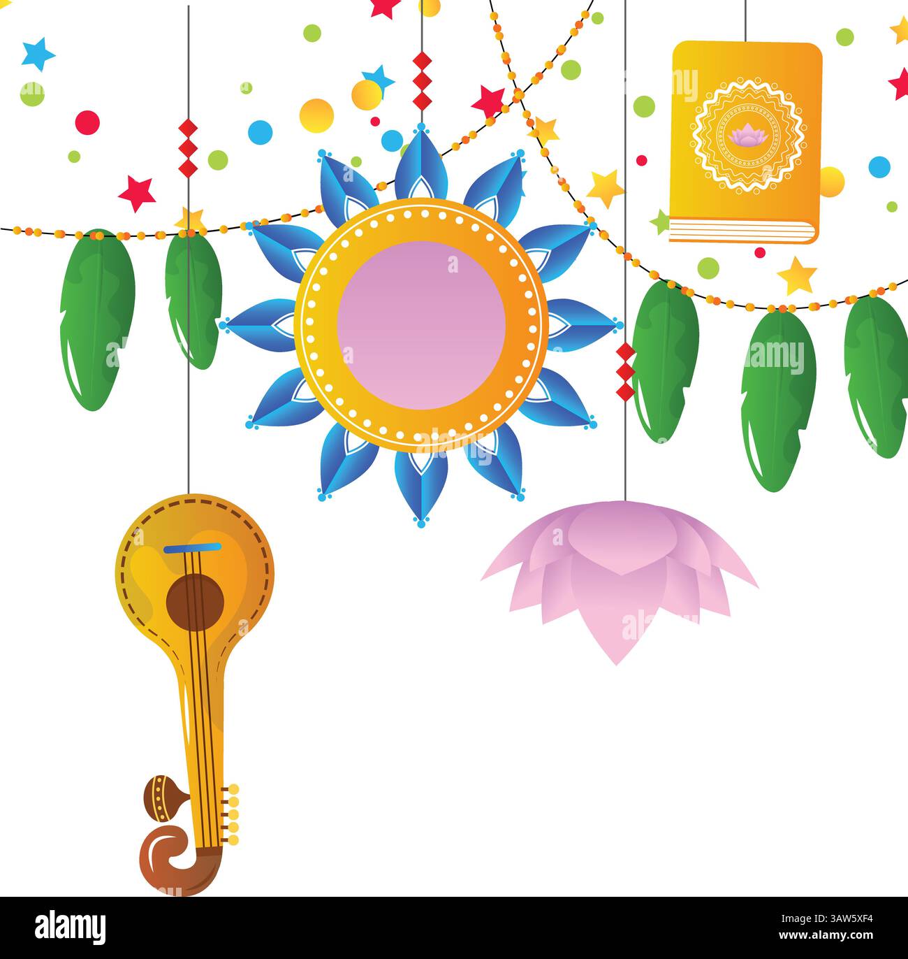 Vasant Panchami Saraswati Puja Festival Vector Illustration Stock ...