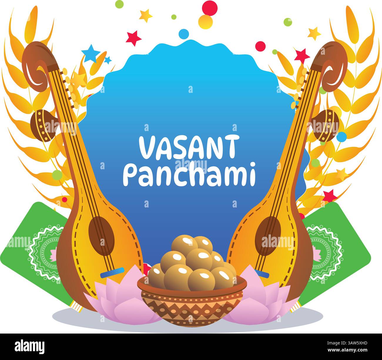 Vasant Panchami Saraswati Puja Festival Vector Illustration Stock ...