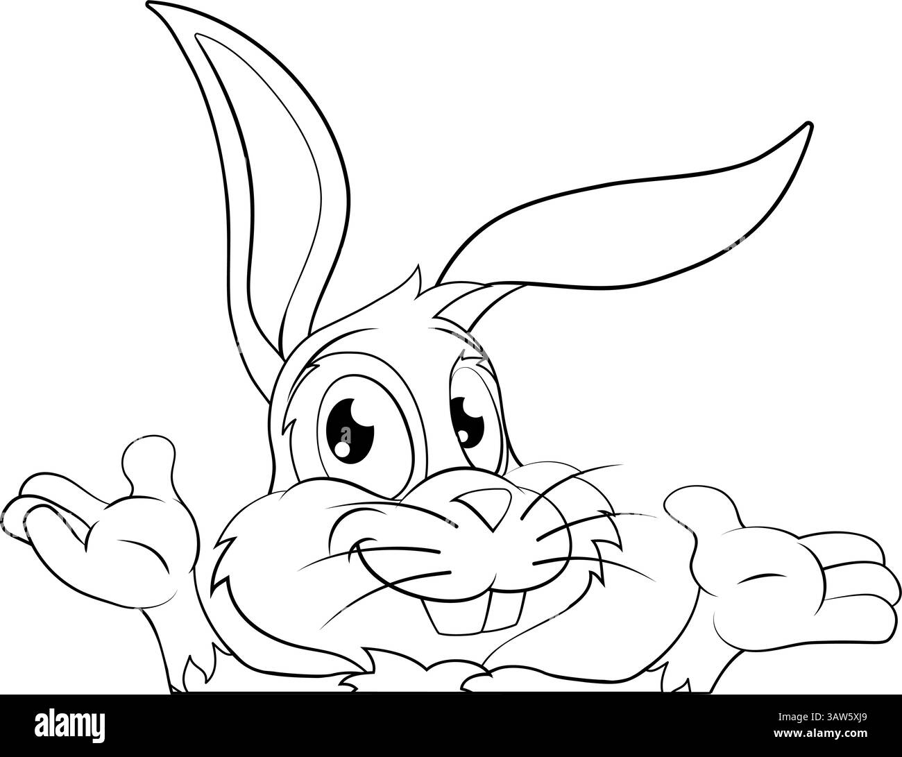 Easter Bunny Rabbit Cartoon Character Peeking Sign Stock Vector Image ...