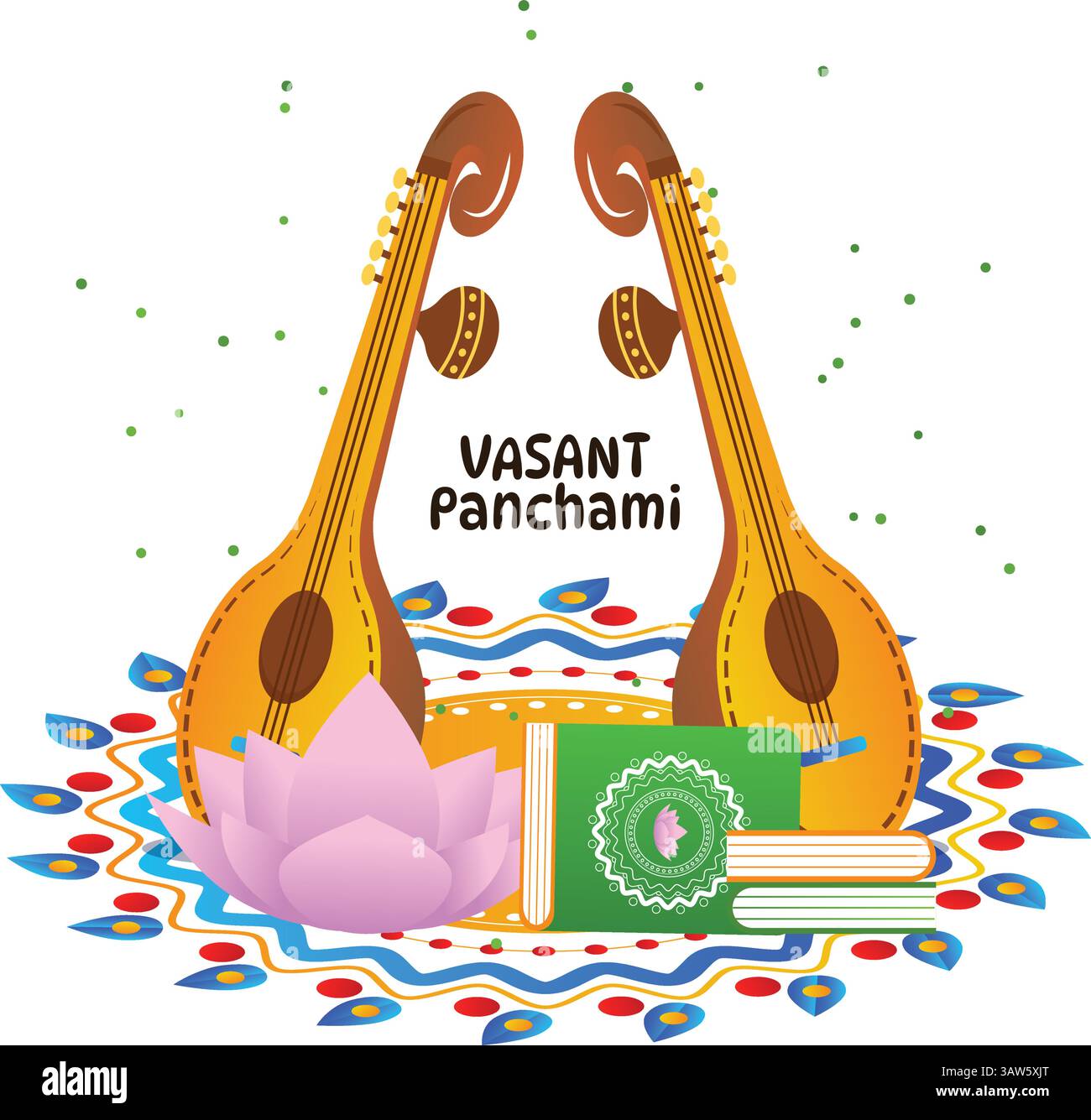 Vasant Panchami Saraswati Puja Festival Vector Illustration Stock ...