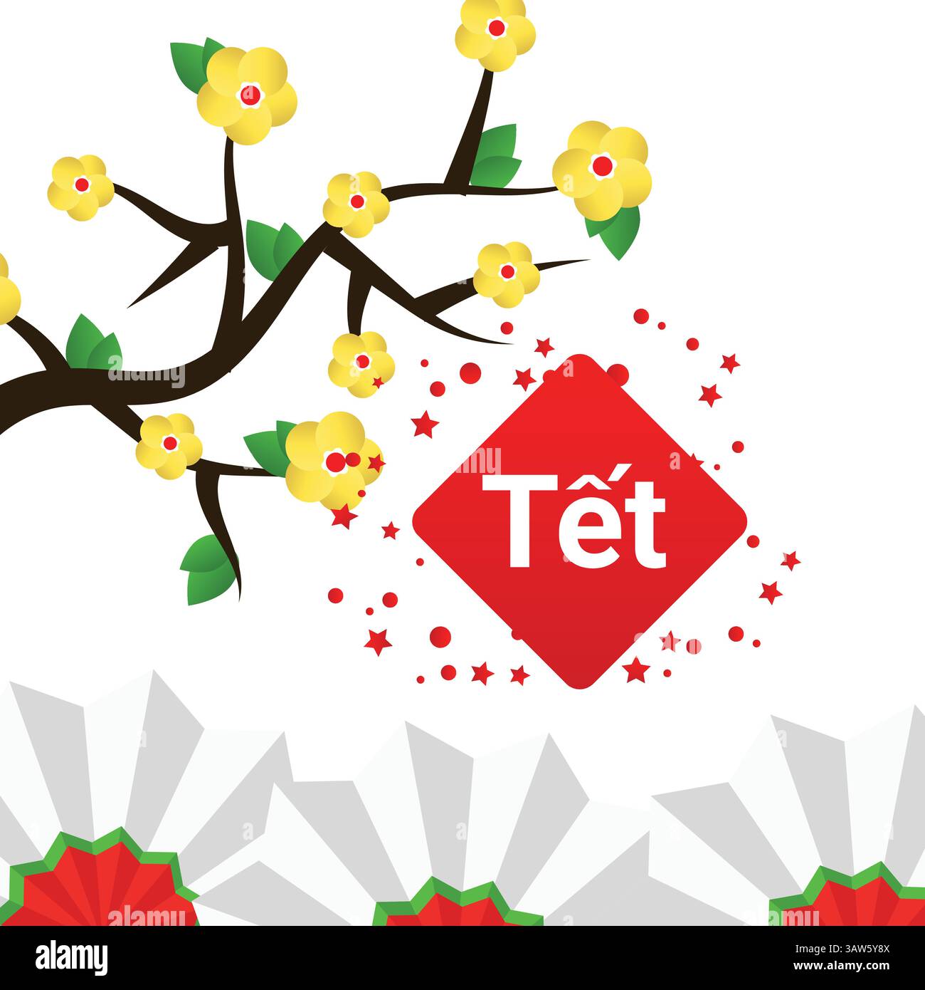 Tet Festival Vietnamese Lunar New Year Vector Illustration Stock Vector ...