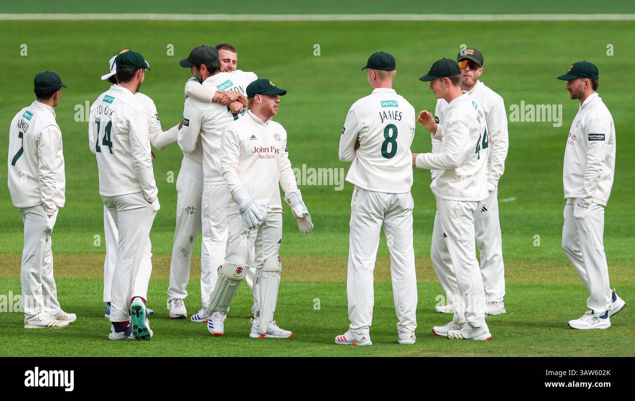 Birmingham, UK. 19th Apr, 2025. #11, Fergus O'Neill (no cap) is hugged ...
