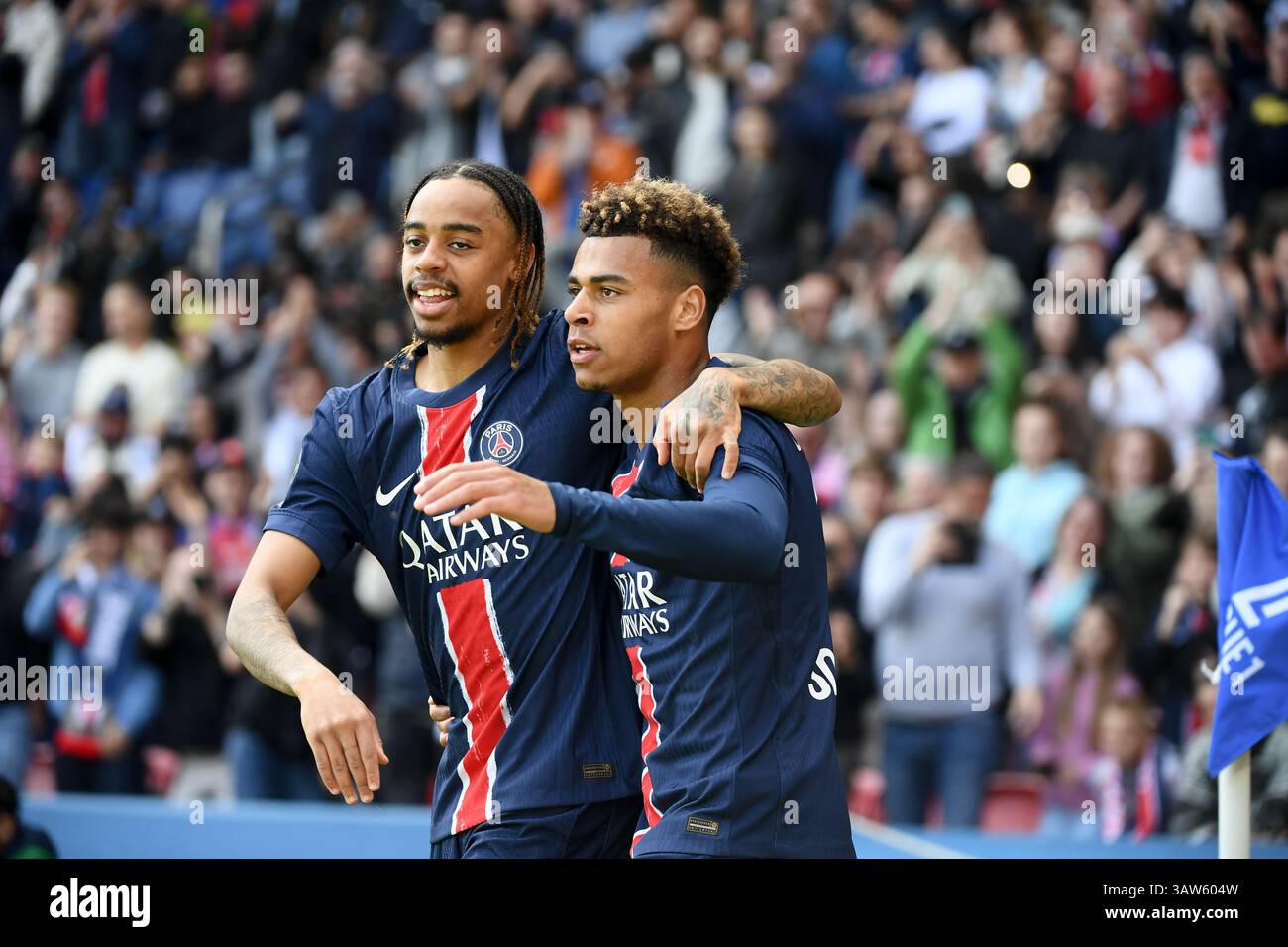 29 Bradley BARCOLA (psg) - 14 Desire DOUE (psg) during the Ligue 1 ...