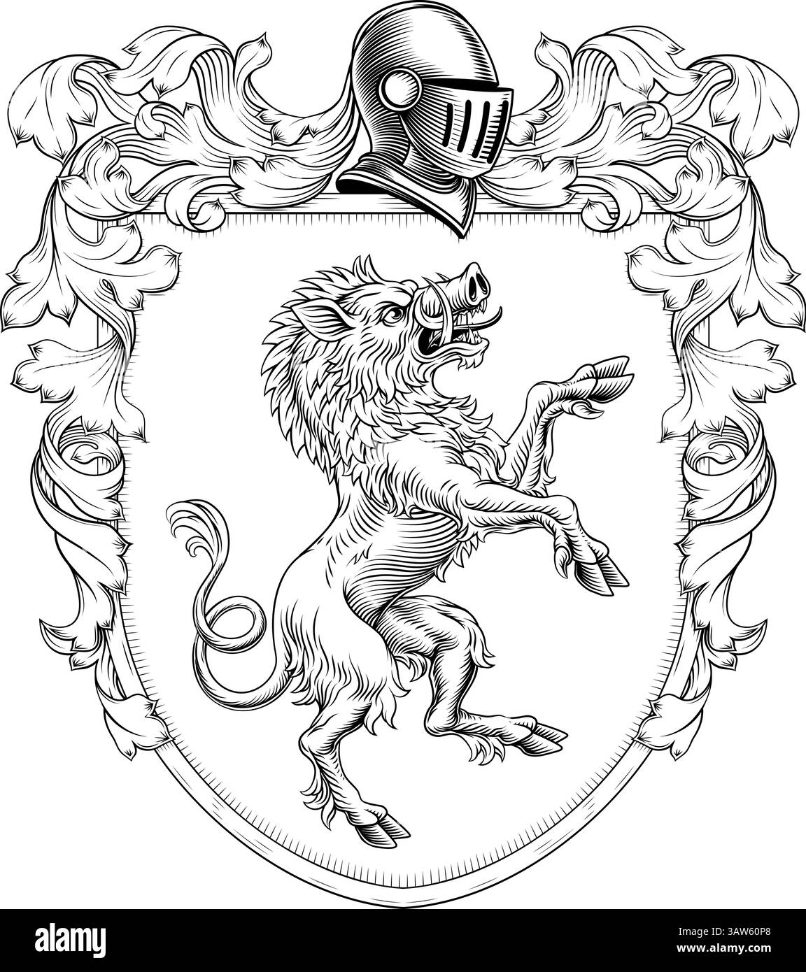 Boar Coat of Arms Family Crest Heraldic Shield Stock Vector Image & Art - Alamy