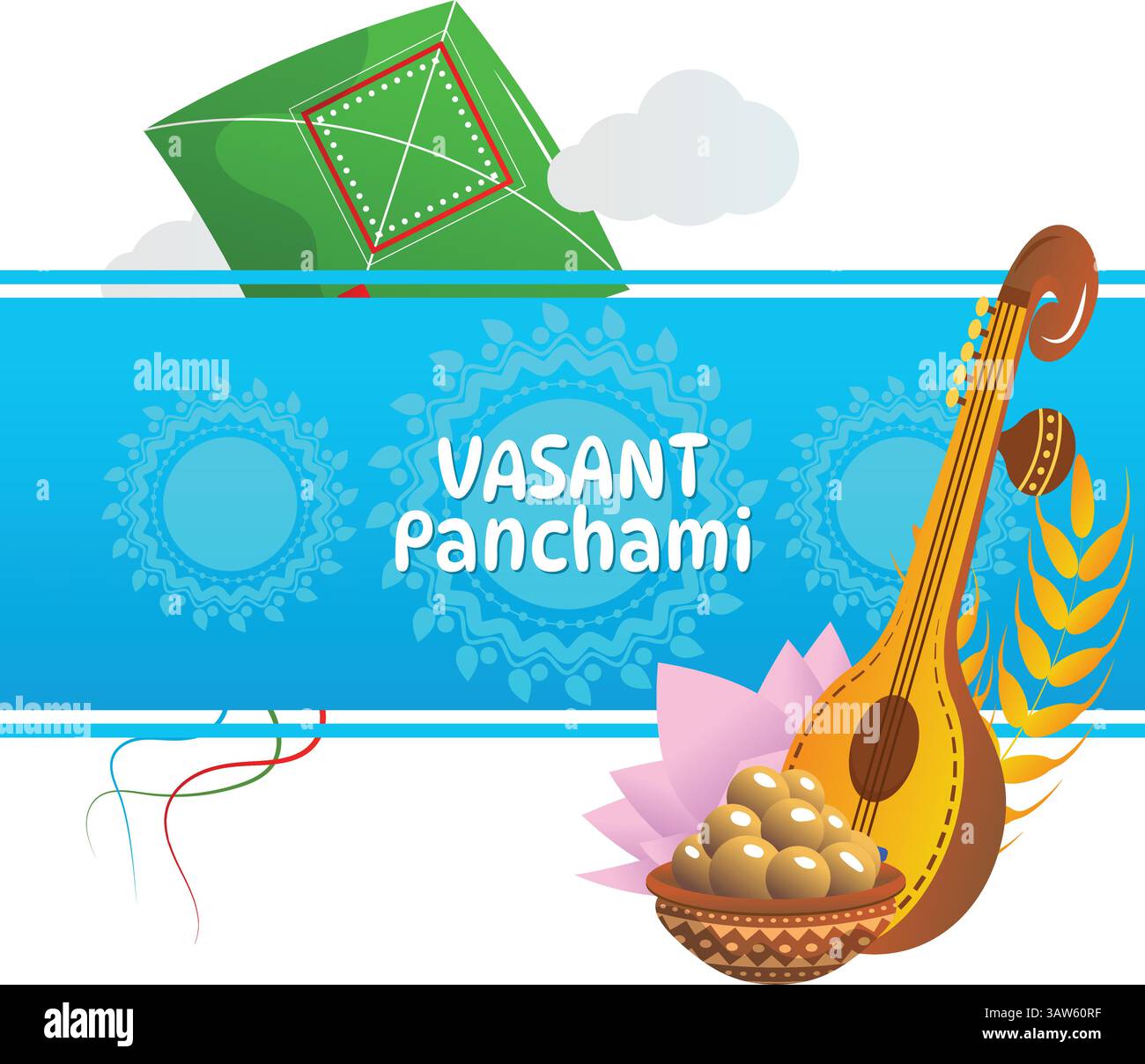 Vasant Panchami Saraswati Puja Festival Vector Illustration Stock ...