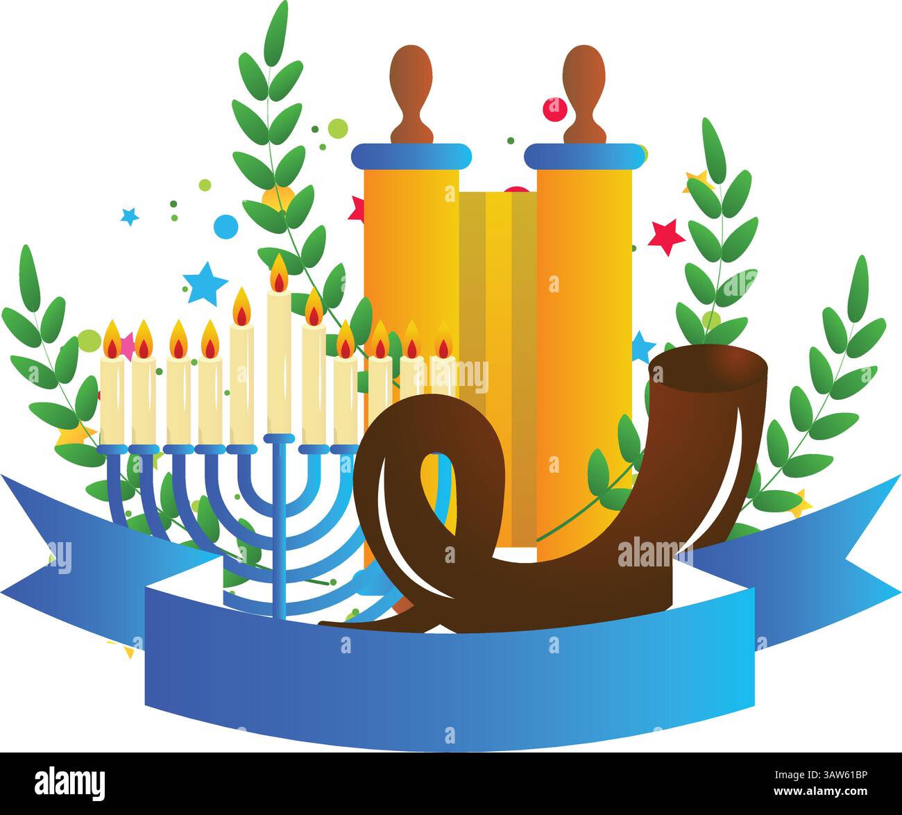 Yom Kippur Jewish Day of Atonement Vector Illustration Stock Vector ...