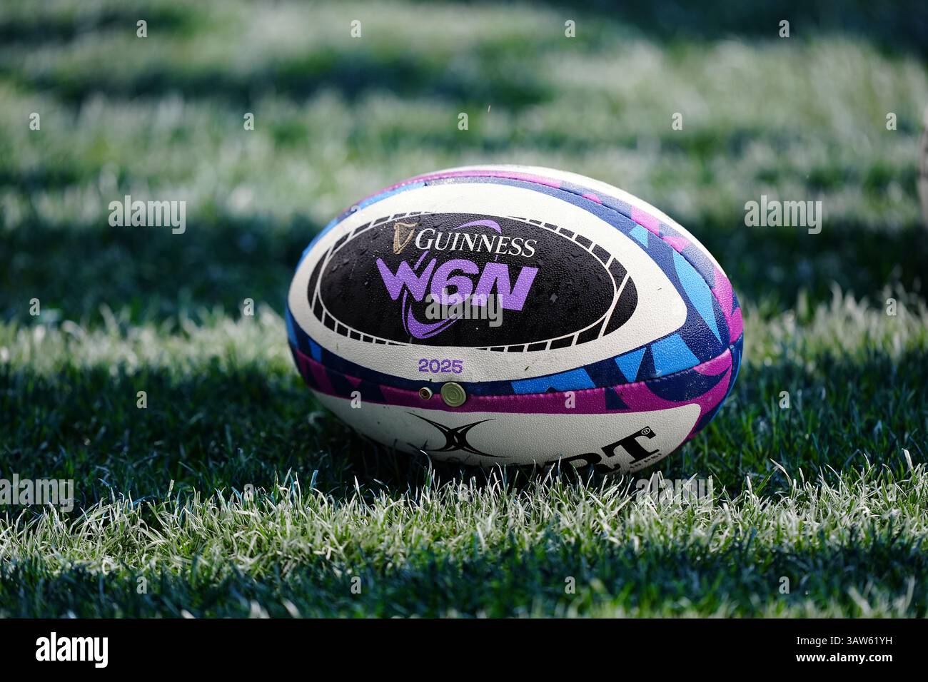 A Guinness Women's Six Nations match ball during the Guinness Women's ...