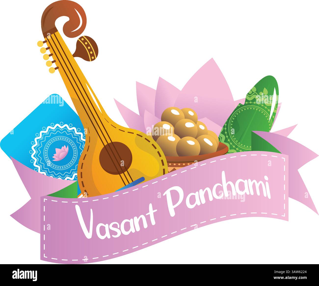 Vasant Panchami Saraswati Puja Festival Vector Illustration Stock ...