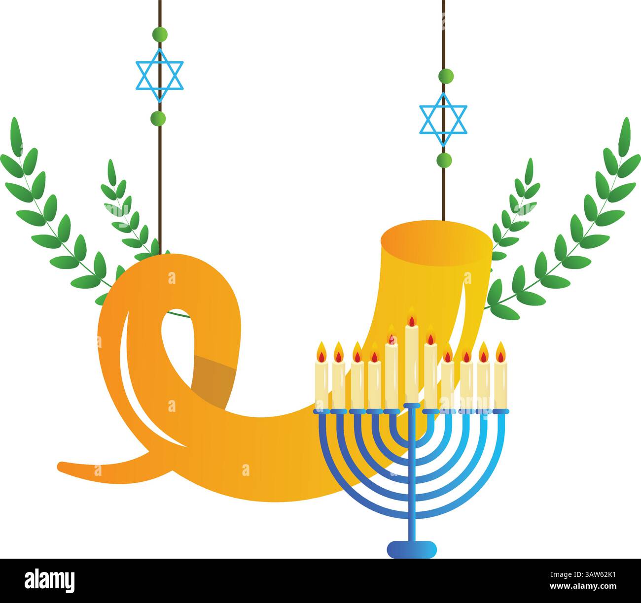 Yom Kippur Jewish Day of Atonement Vector Illustration Stock Vector ...