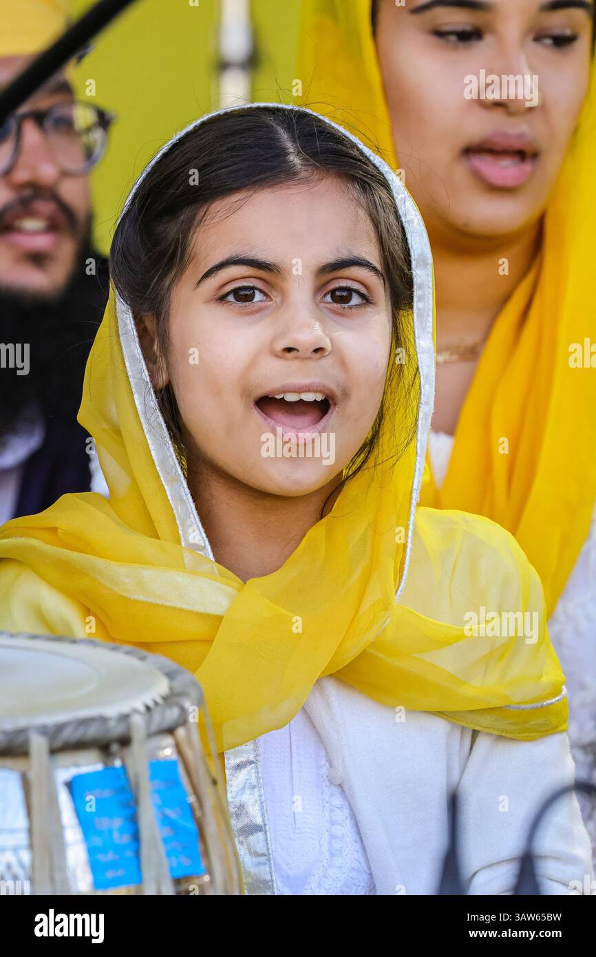 London, UK. 19th Apr, 2025. The Khalsa Kids Jatha performance on stage ...