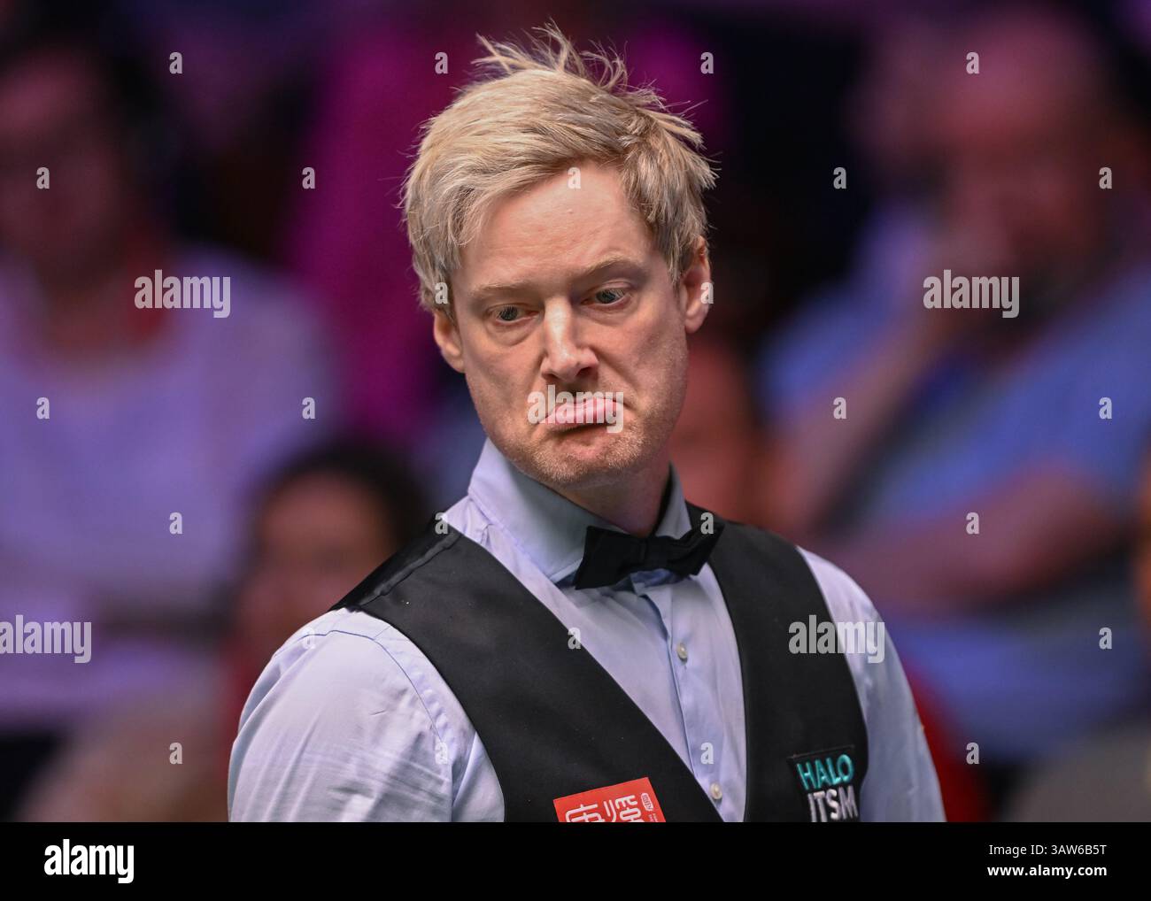Sheffield, England, 19th April 2025. Neil Robertson reacts during his ...