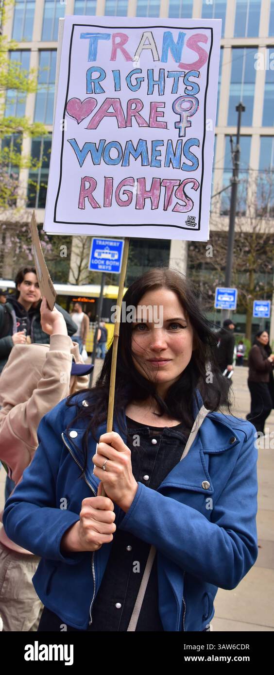 Manchester, UK, 19th April, 2025. Trans rights are human rights ...