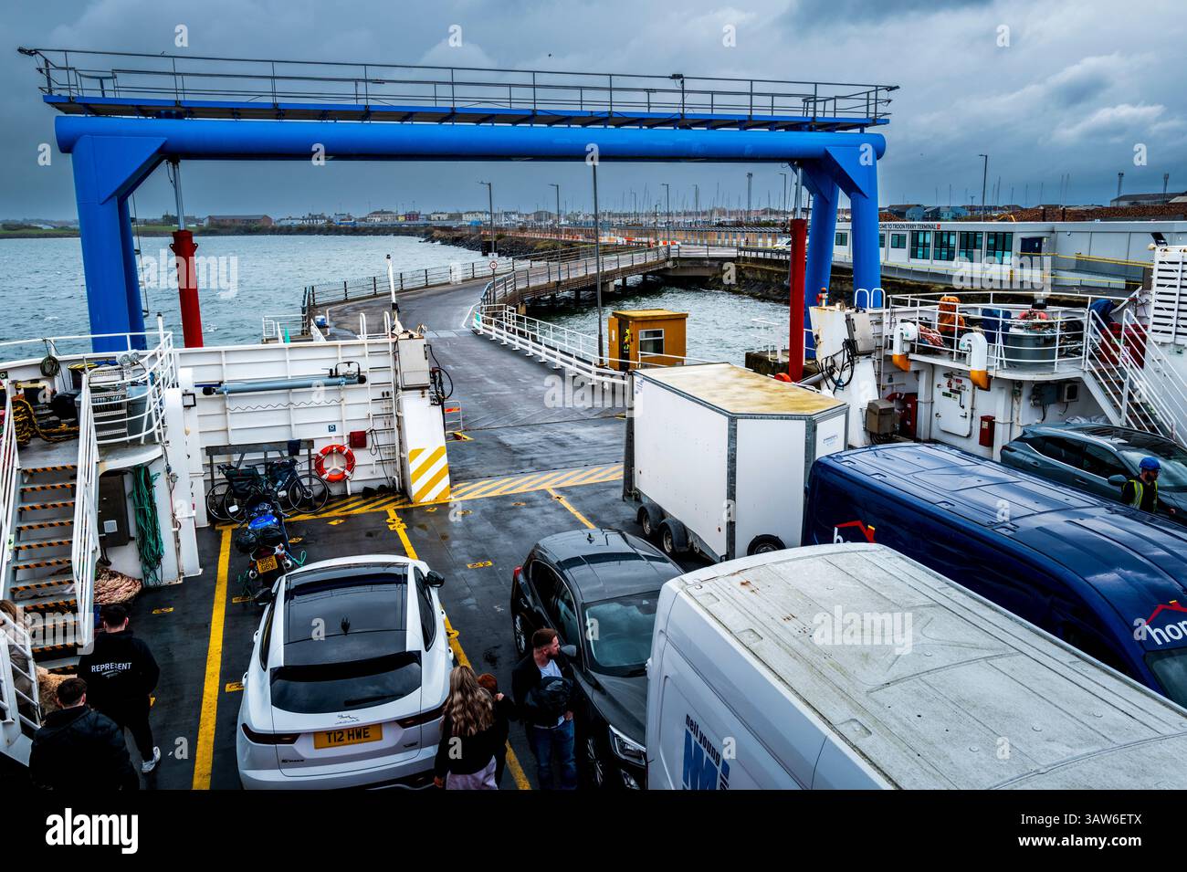 mv Alfred loading vehicles at Troon, Scotland before sailing to Brodick ...