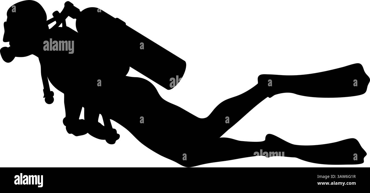 scuba diver diving silhouette illustration Stock Vector Image & Art - Alamy