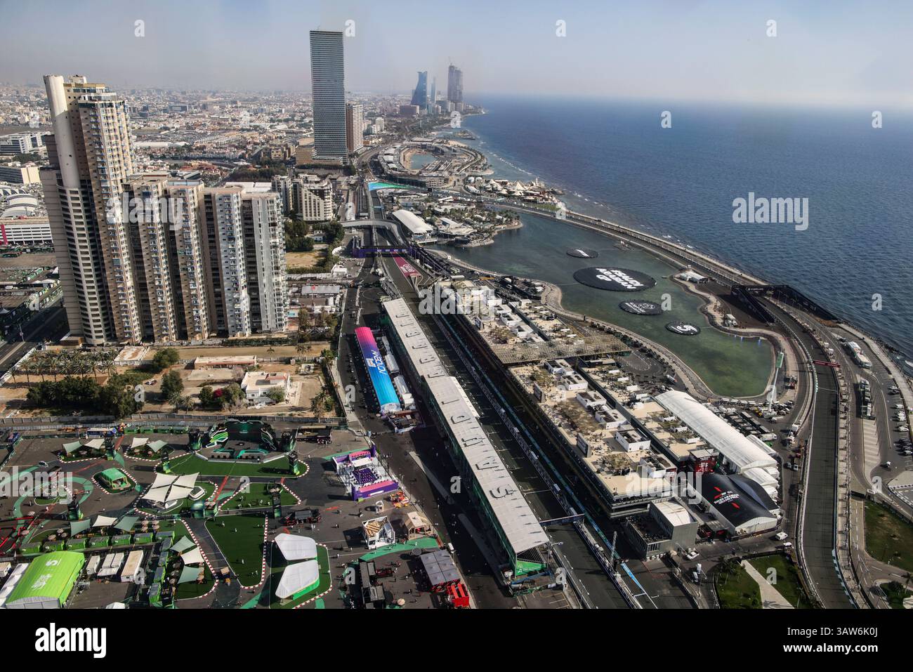 Aerial view of Jeddah Corniche Circuit during the Formula 1 STC Saudi ...