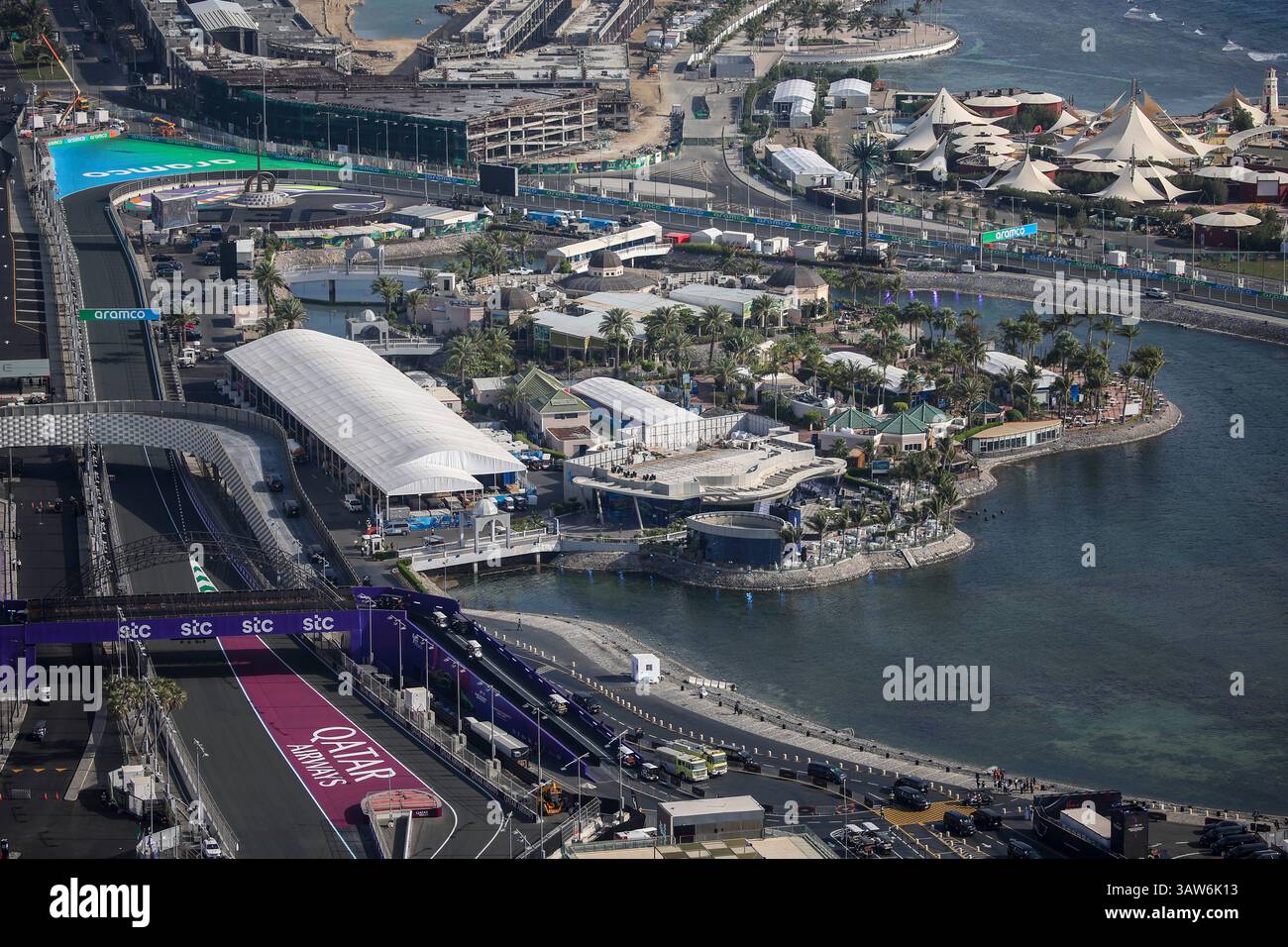 Aerial view of Jeddah Corniche Circuit during the Formula 1 STC Saudi ...