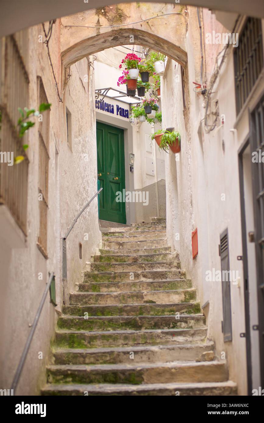 Amalfi coast vernacular architecture. Stone steps, Amalfi. Campania ...