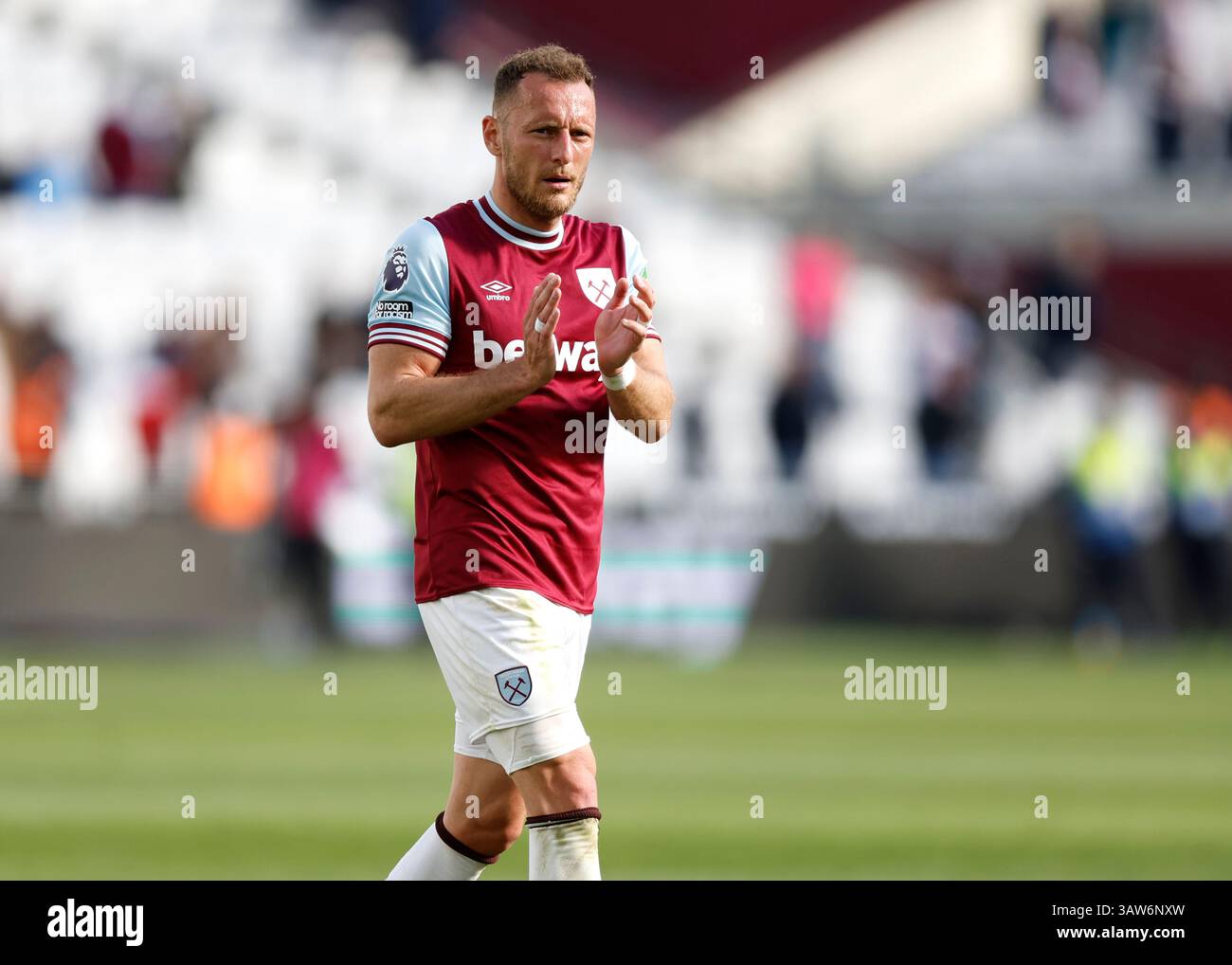 West Ham United's Vladimir Coufal looks dejected following the Premier ...