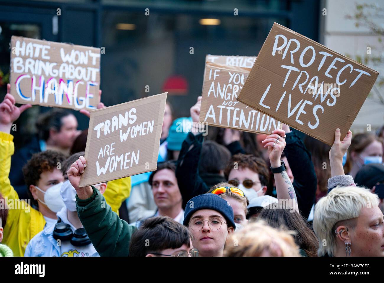 Edinburgh, Scotland UK. 19th April 2025. Pro trans demonstration held ...