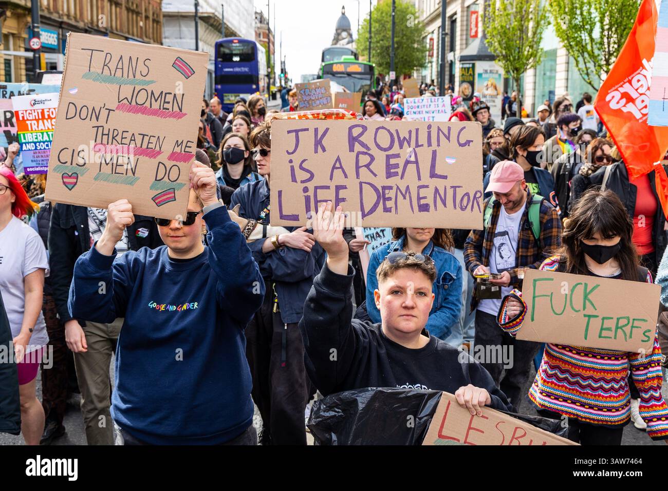 Leeds, UK, 19 April 2025, Protest held in support of Trans Rights ...