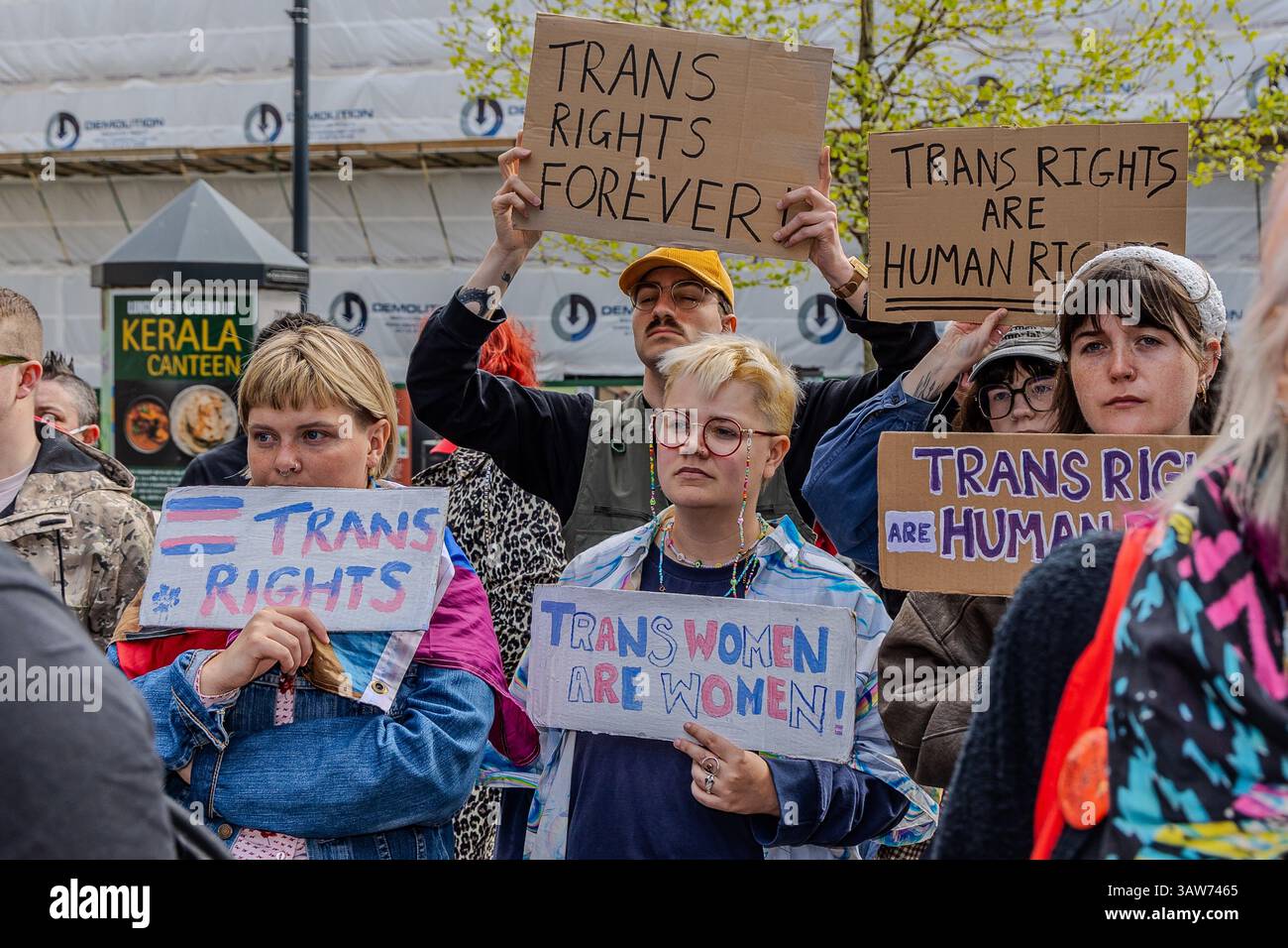 Leeds, UK. 19th Apr, 2025. Protest held in support of Trans Rights ...