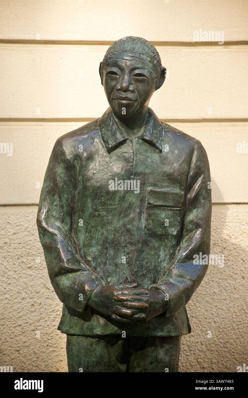 Detail of hands of bronze statue of Nelson Mandela, Milan. Given to the ...
