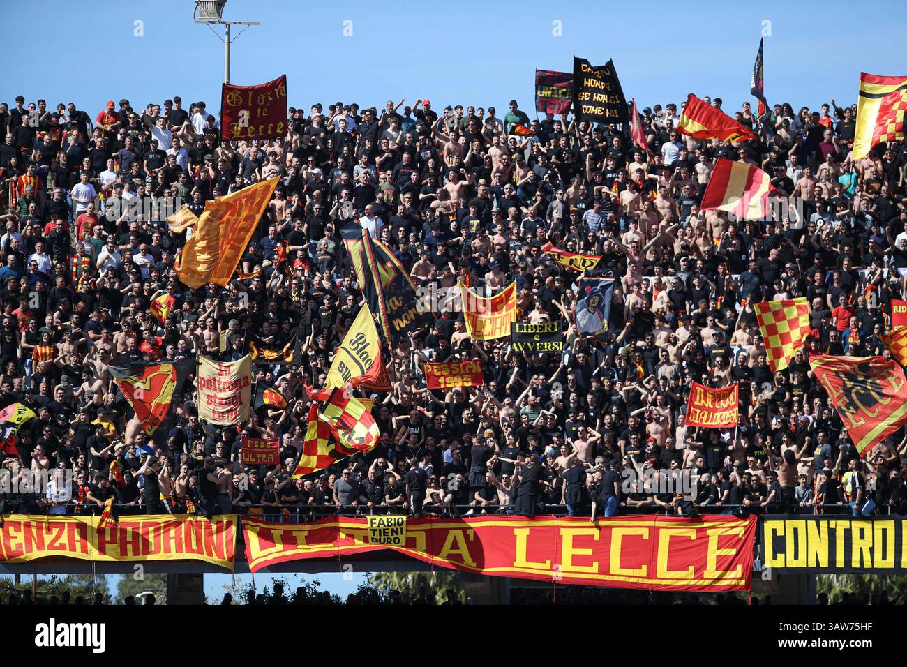 Lecce, Italy. 19th Apr, 2025. Lecce supporters during US Lecce vs Como ...