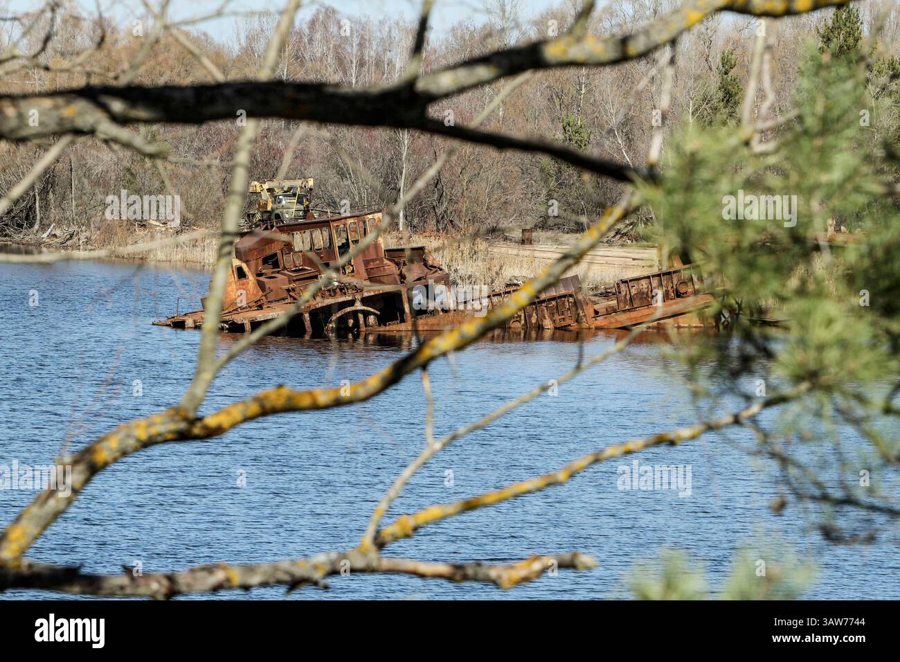 Mar 27, 2016 - Chernobyl, Ukraine - Wrecks of abandoned ships are seen ...