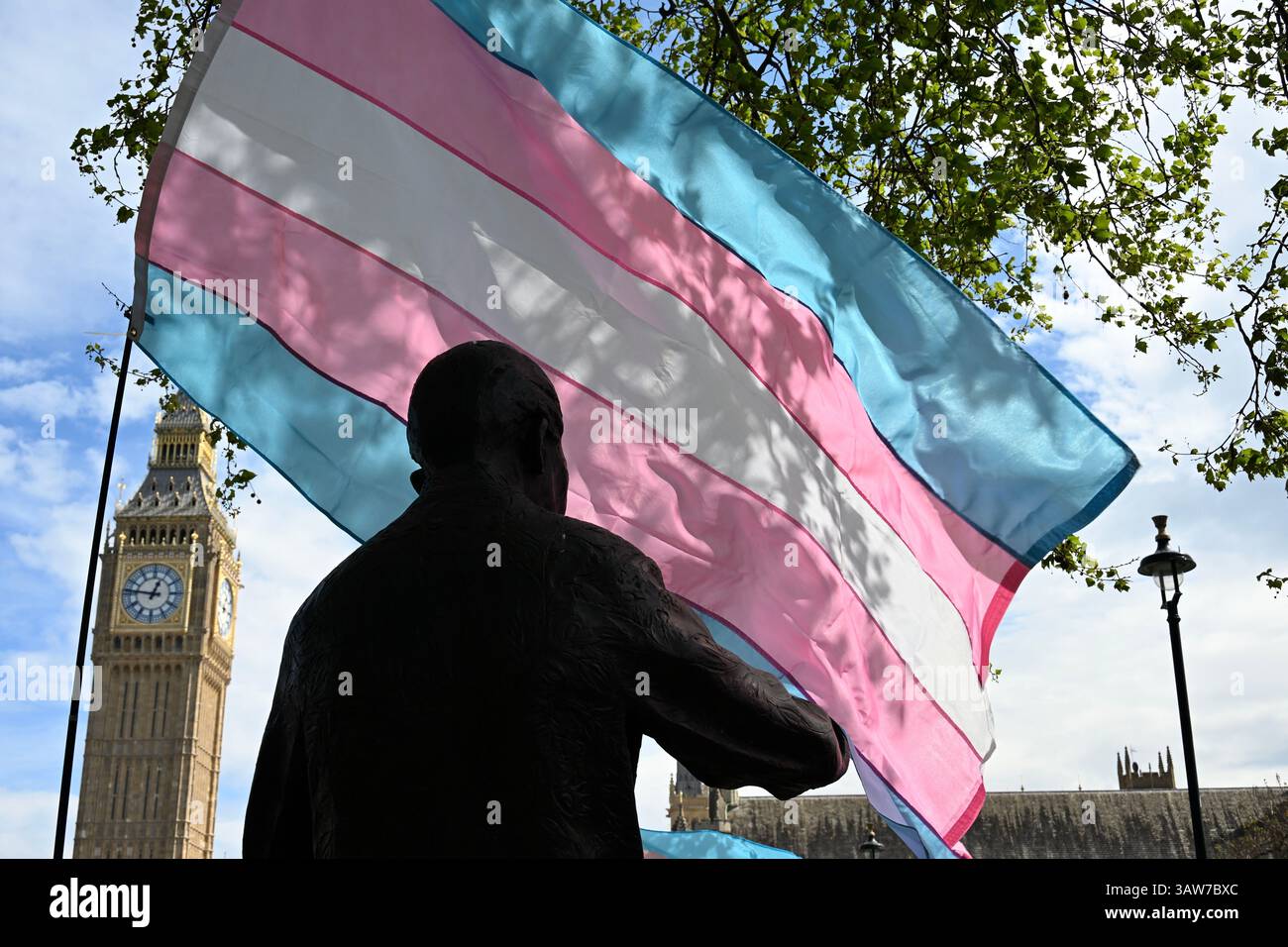 London, UK. Trans Flag. Emergency Trans Rights Rally in Parliament ...