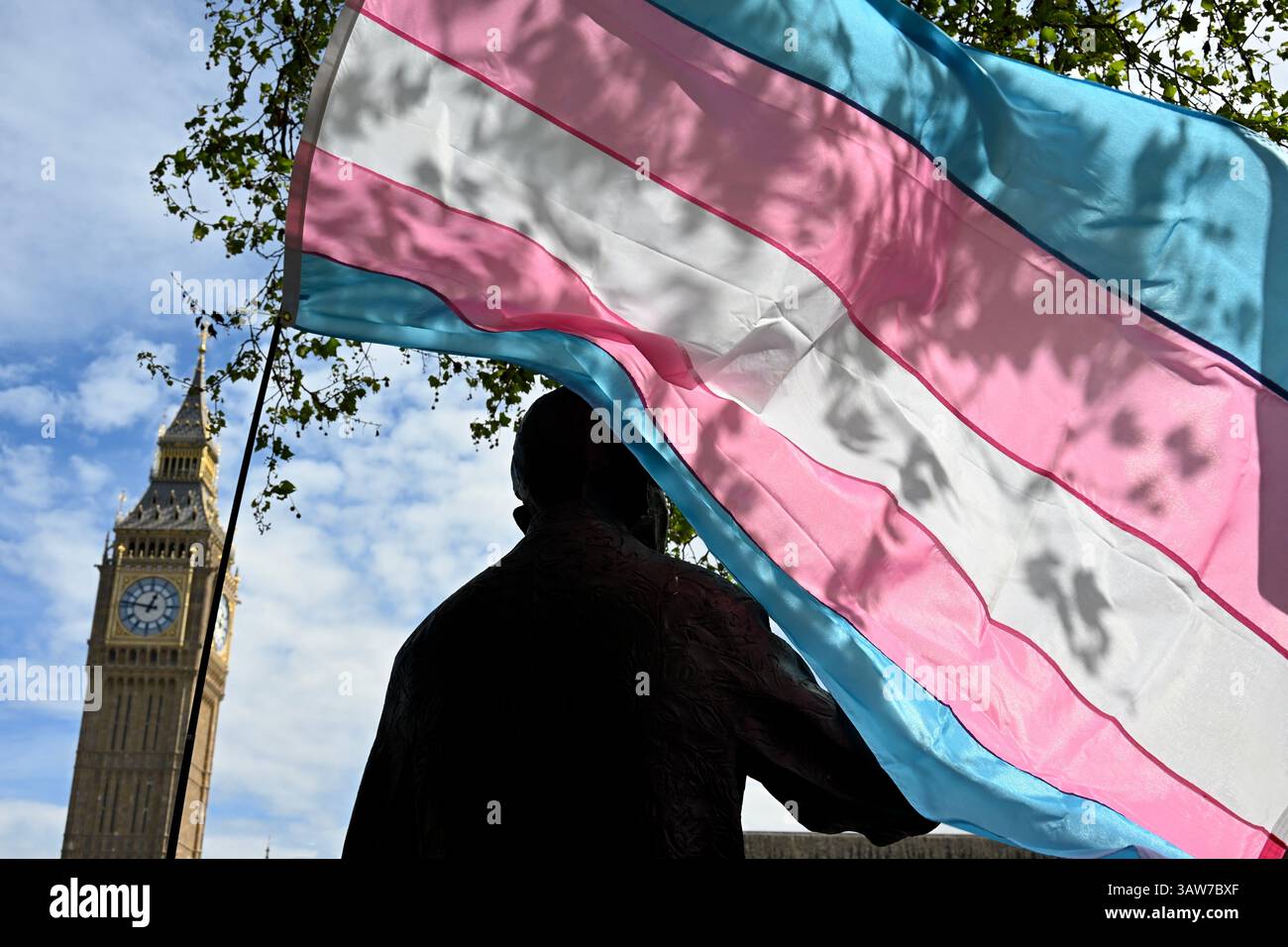 London, UK. Trans Flag. Emergency Trans Rights Rally in Parliament ...
