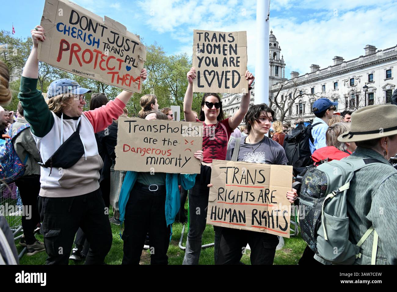 London, UK. Emergency Trans Rights Rally in Parliament Square. Trans ...