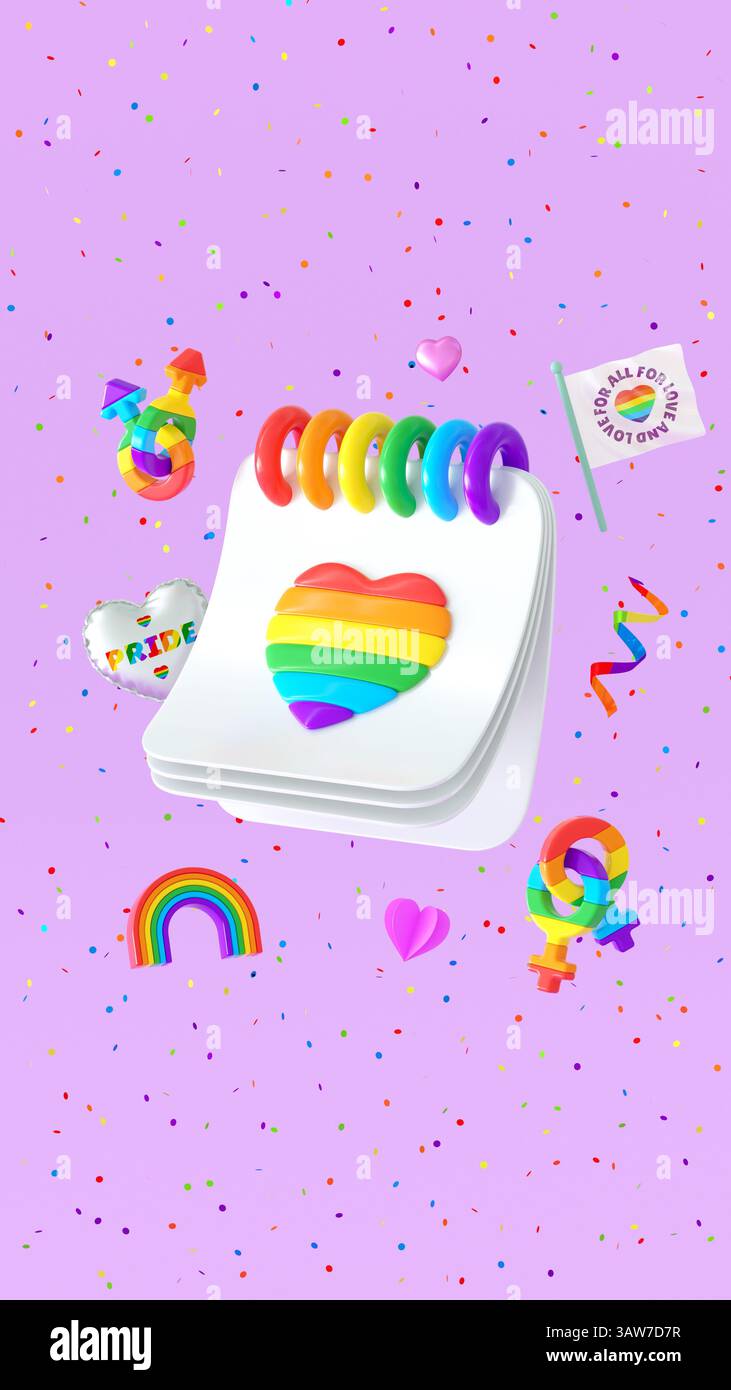 Happy Pride social media post with rainbow heart on a calendar and ...