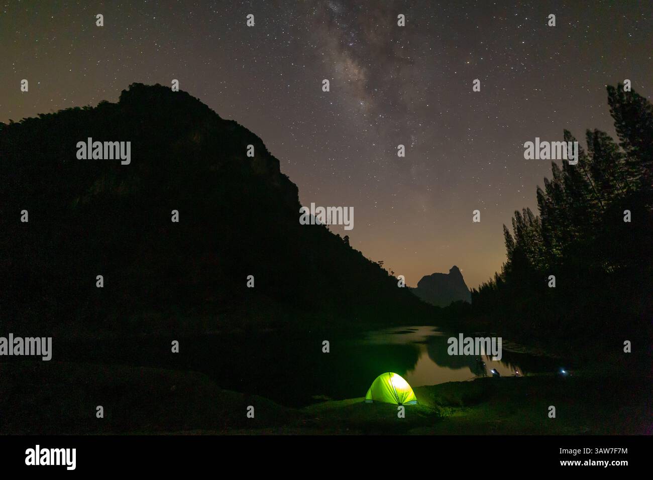 an amazing and beautiful sight at night. There is a large pond in the ...