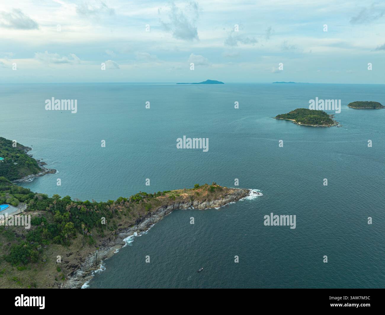 aerial view at Laem Promthep Cape viewpoint. Promthep cape is the most ...