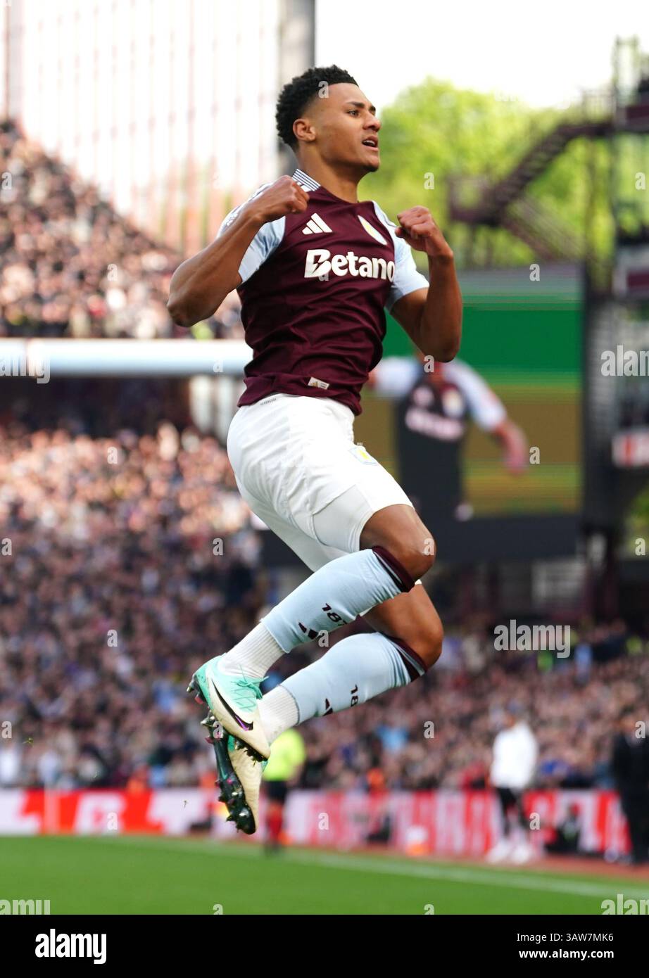 Aston Villa's Ollie Watkins (centre) celebrates scoring their side's ...