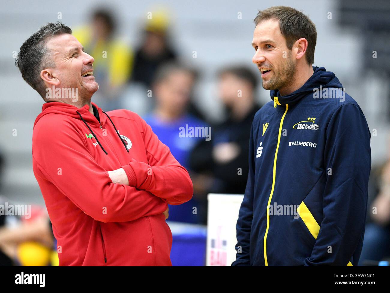 Schwerin, Germany. 19th Apr, 2025. Volleyball, Women: Bundesliga, SSC ...