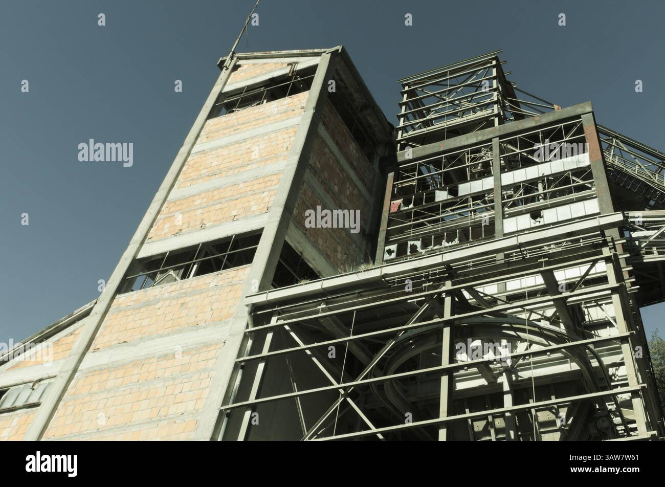Industrial heritage site: detail of old mining structure in Pusiano ...