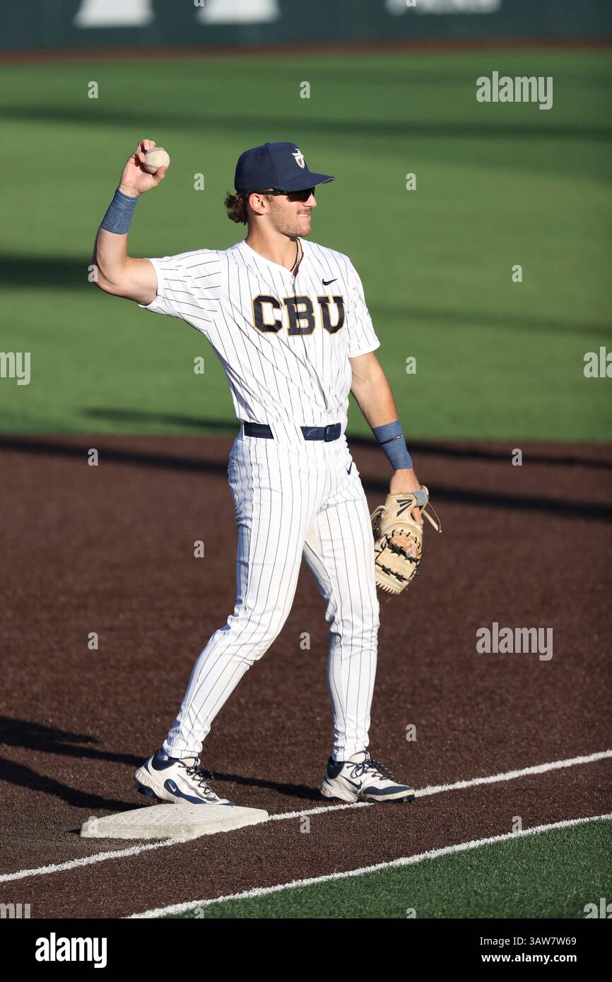Jake Brown (3) of the Cal Baptist Lancers in the field against the ...