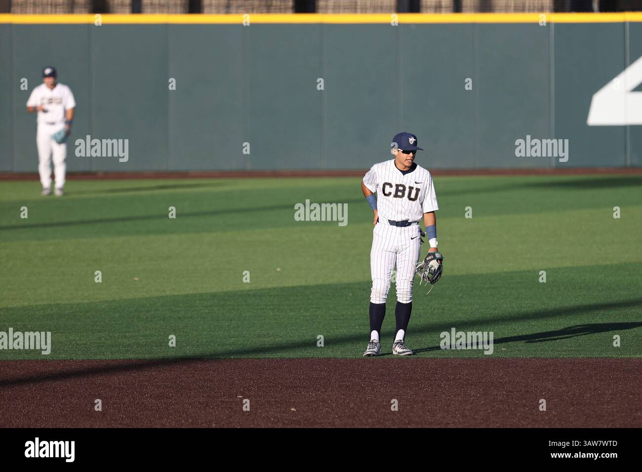 Chris Ramirez (1) of the Cal Baptist Lancers in the field against the ...