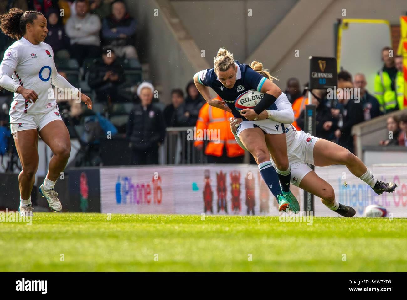 Leicester, UK, 19th April 2025 Scotland fullbak Chloe Rollie gets ...