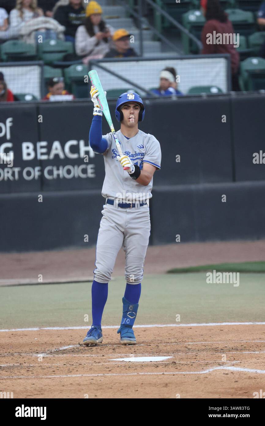 Corey Nunez (16) of the UC Santa Barbara Gauchos bats against the Long ...