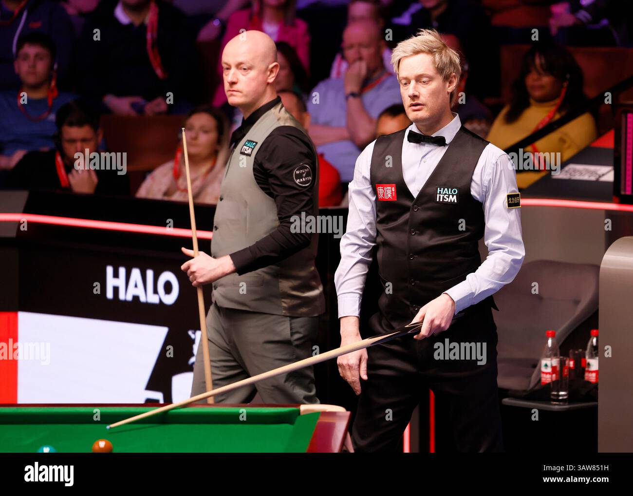 Neil Robertson (right) during his match against Chris Wakelin (left ...