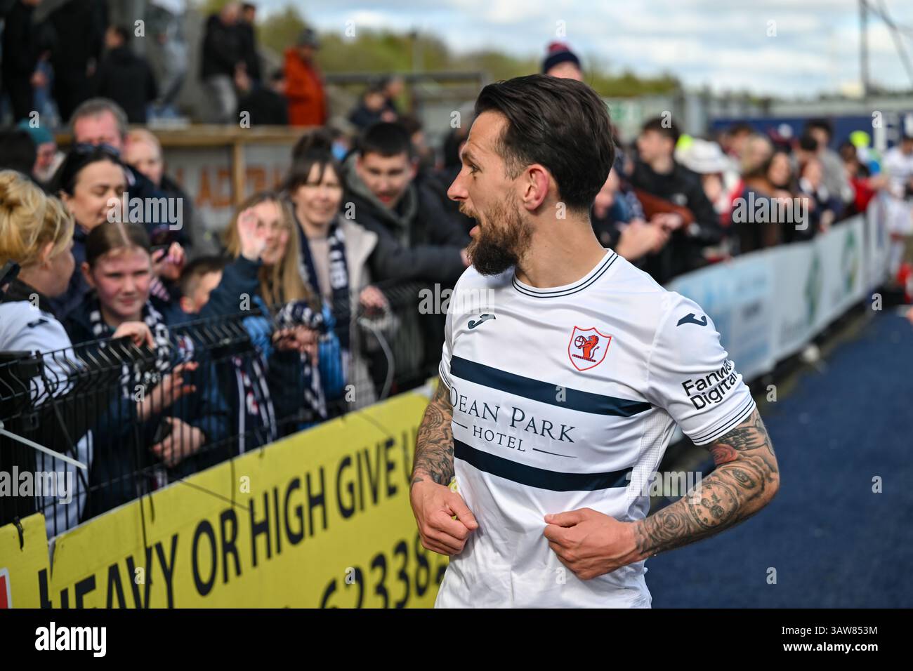 Falkirk, Scotland, UK. 19th April, 2025. Dylan Easton of Raith Rovers ...