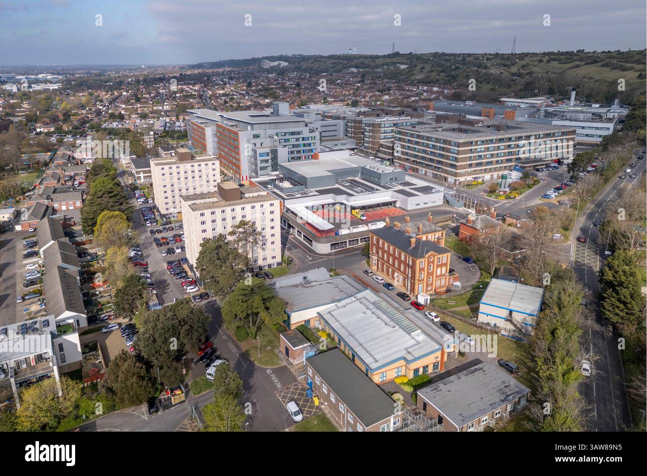 Aerial view of Queen Alexandra Hospital, Portsmouth, Hampshire, UK ...
