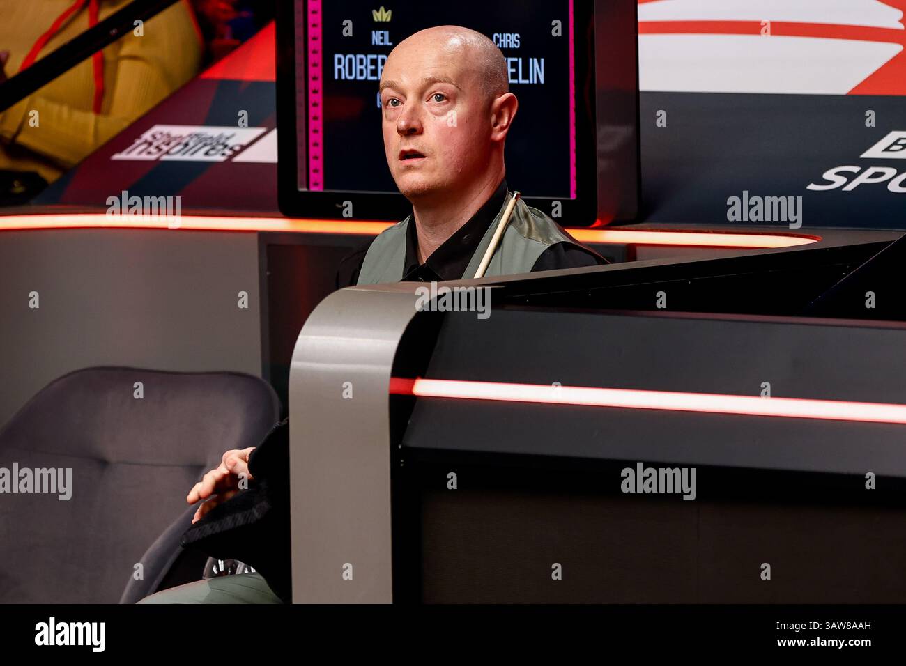 Chris Wakelin during the 2025 Halo World Snooker Championship Round 1 ...