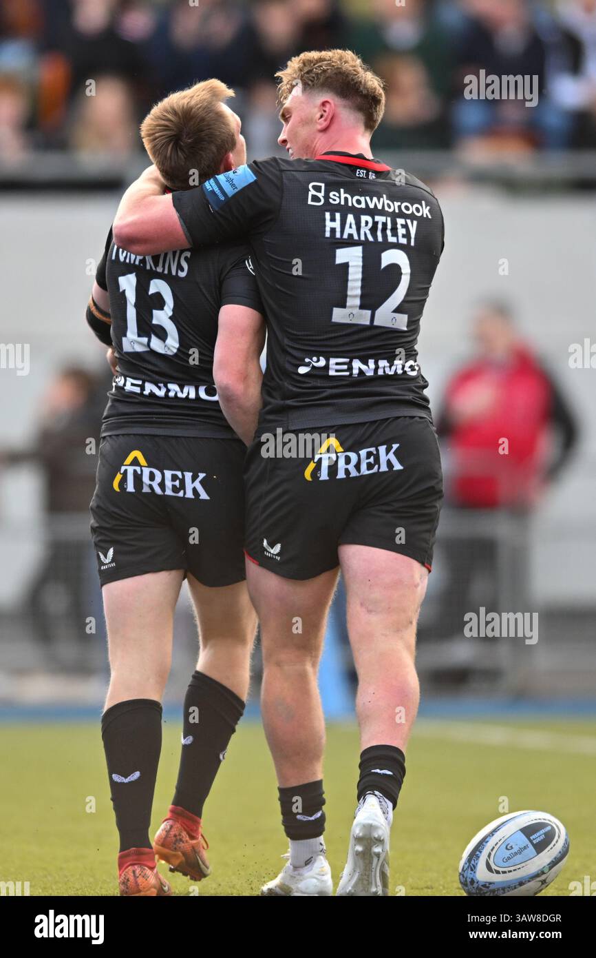 London, England on 19 April 2025. Nick Tompkins Saracens being ...